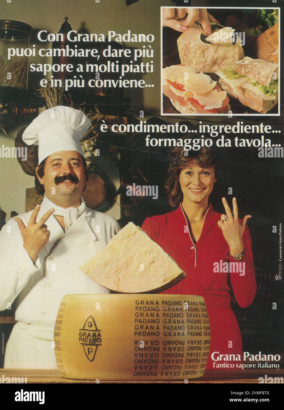 1980 Grana Padano cheese italian ad Stock Photo - Alamy