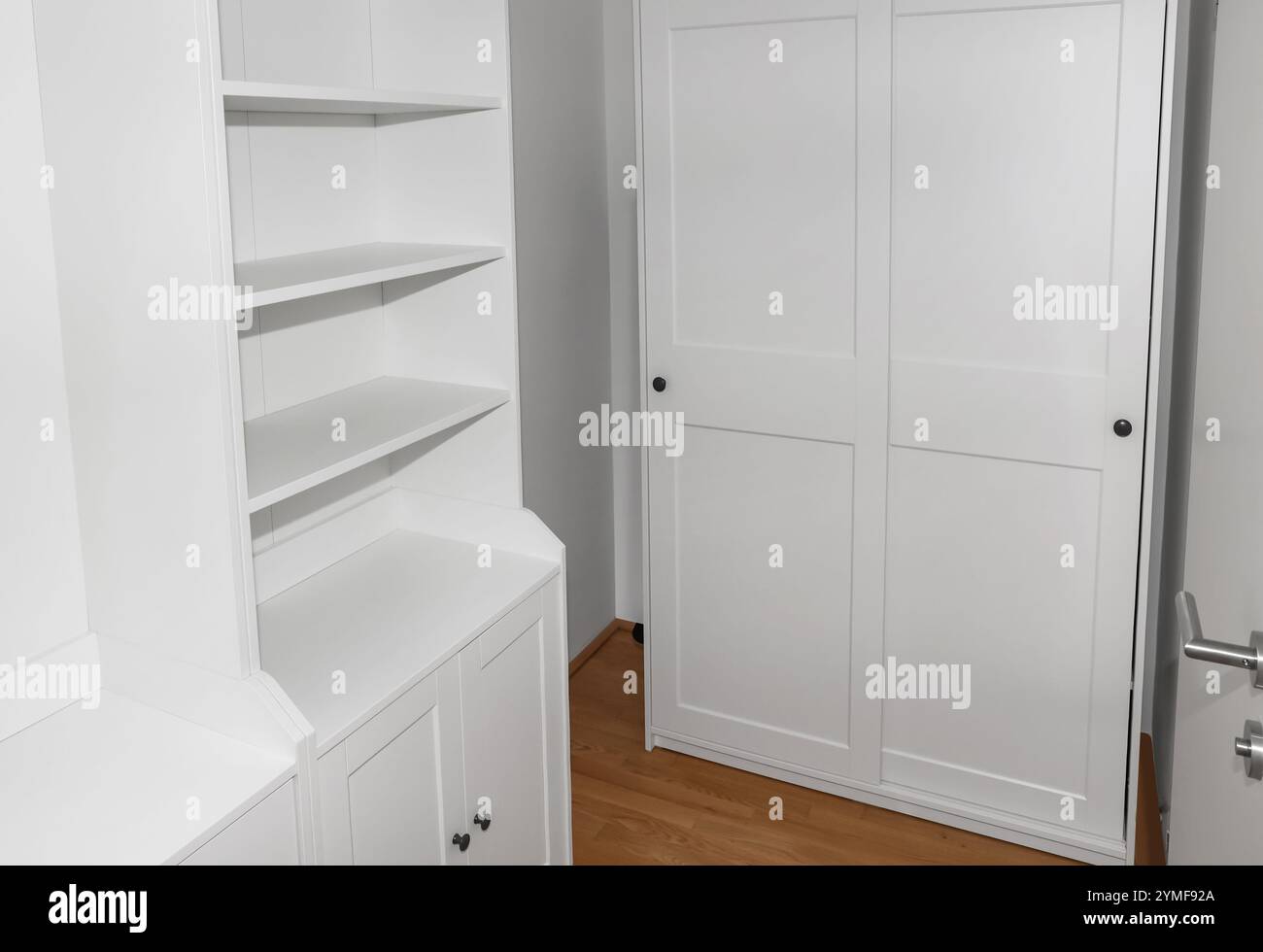 Empty shelves and drawers in modern wardrobe Stock Photo - Alamy