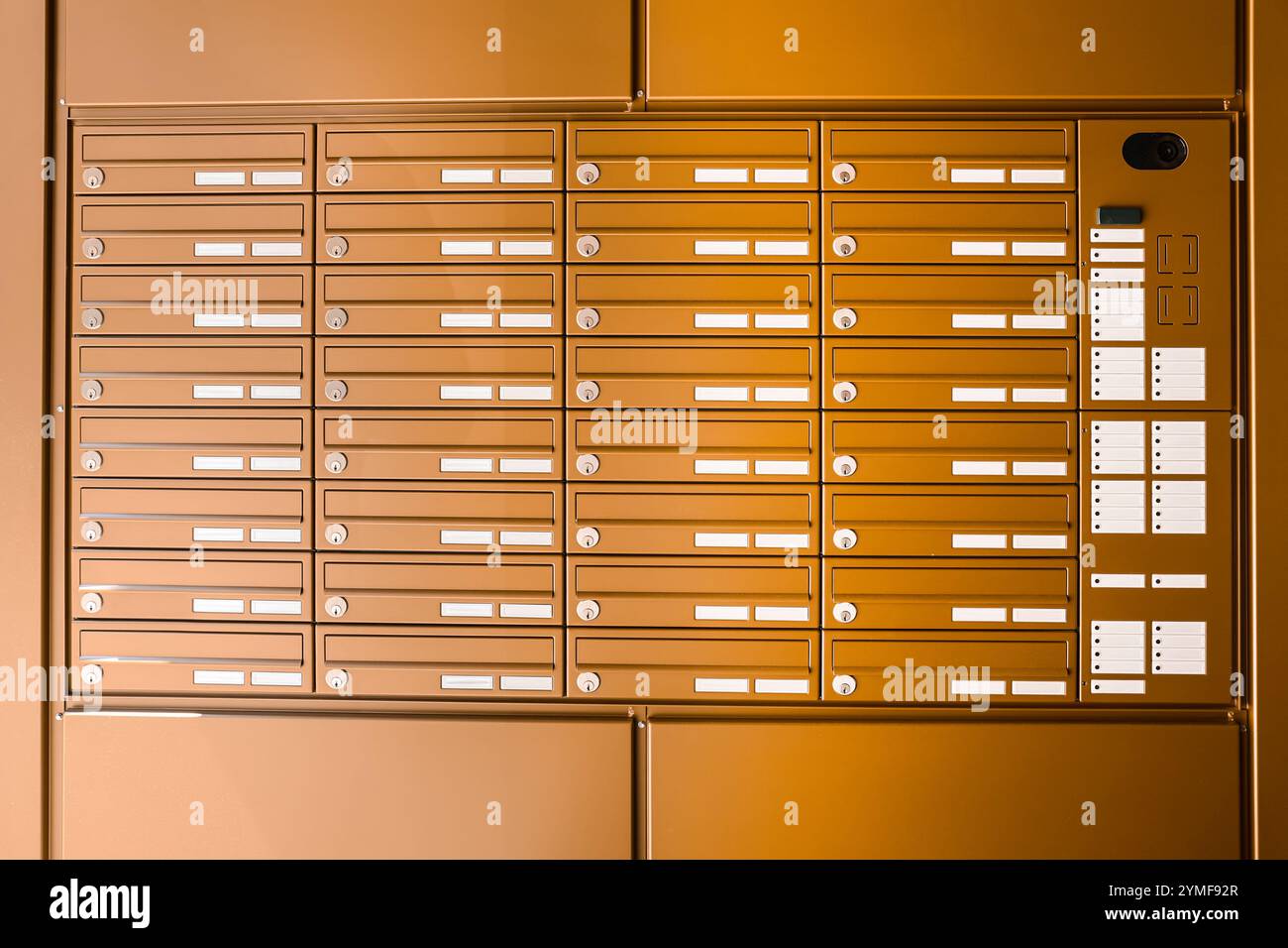 Brown mailboxes in residential building Stock Photo - Alamy