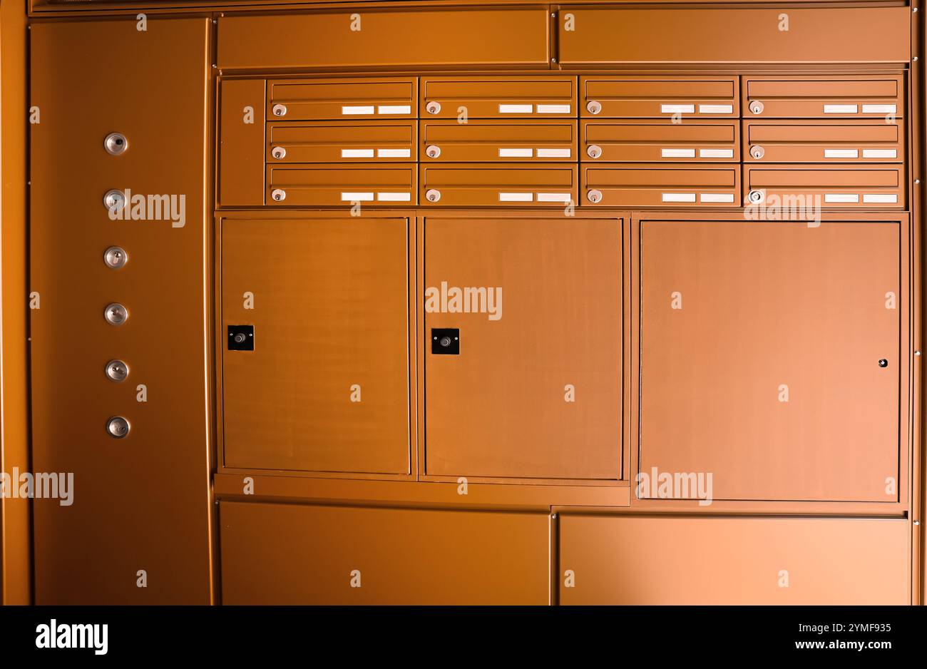 Brown mailboxes in residential building Stock Photo - Alamy