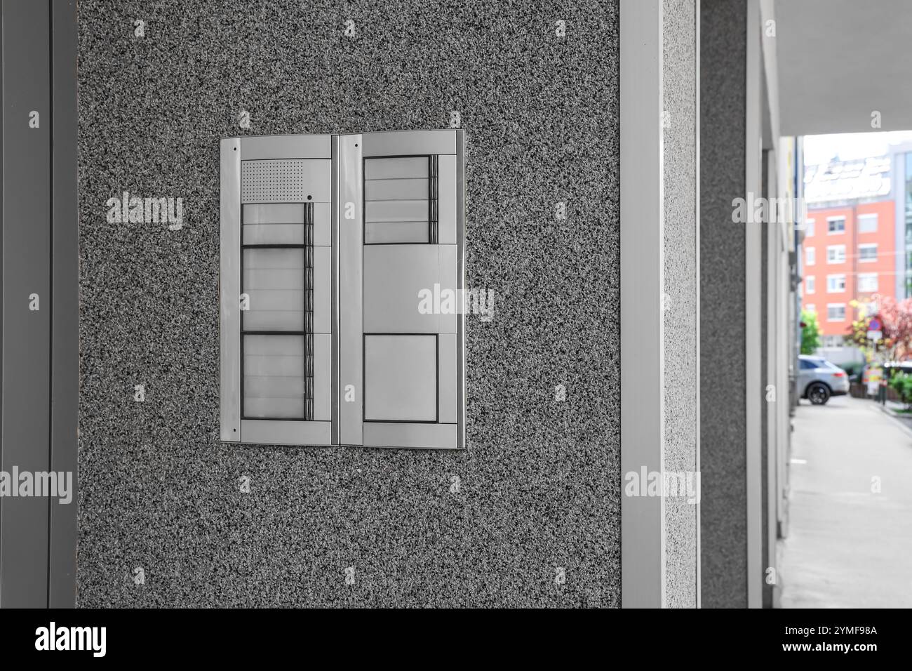 Modern intercom on building outdoors, closeup Stock Photo - Alamy