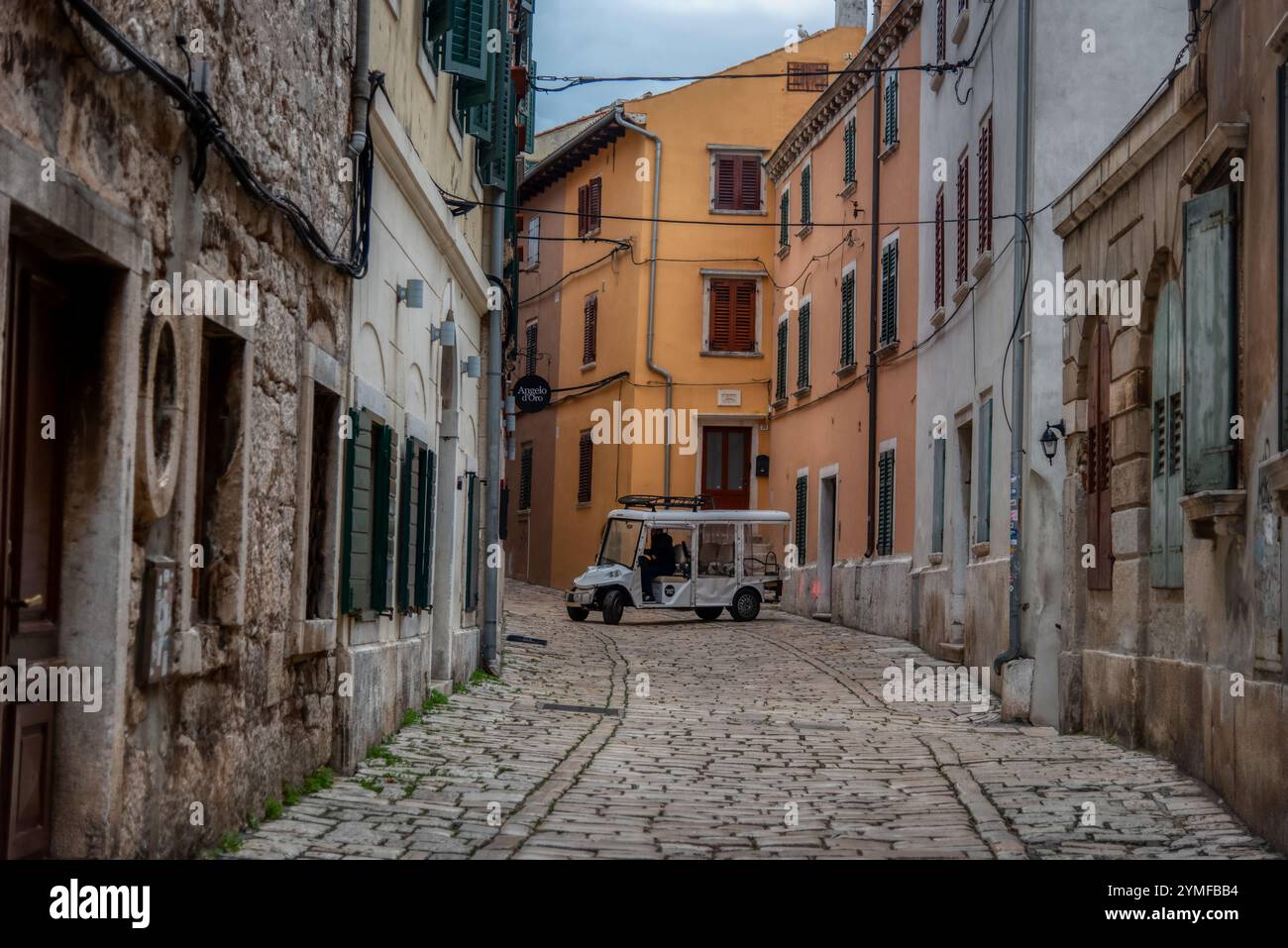 Old historical dreamy streets. Beautiful houses and businesses in a ...