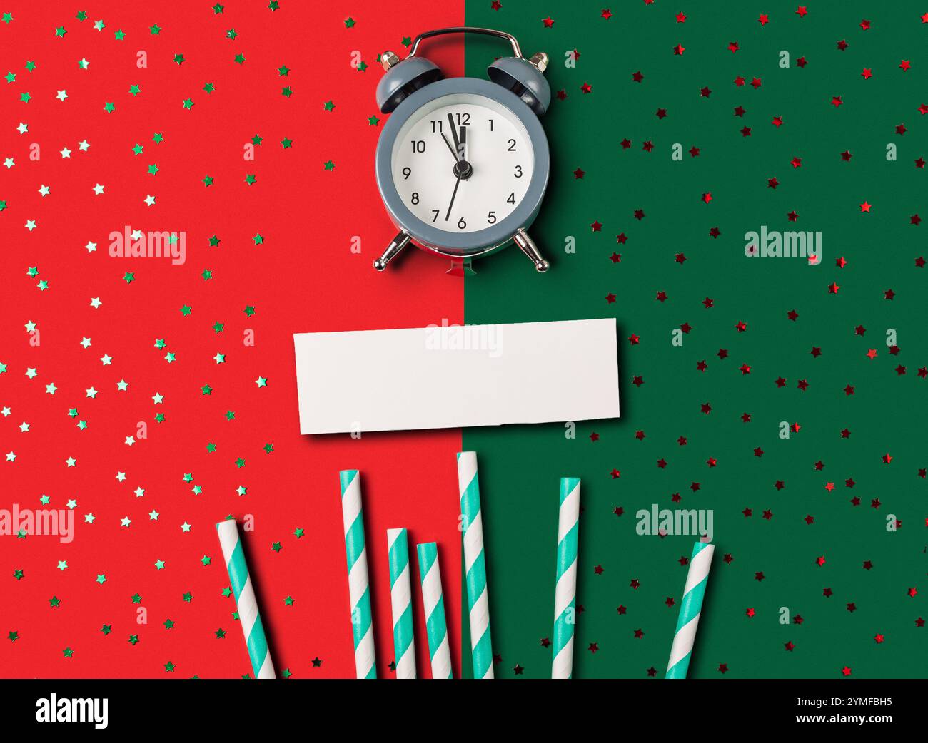 Clock is on a red background with green stripes. The clock is set to ...