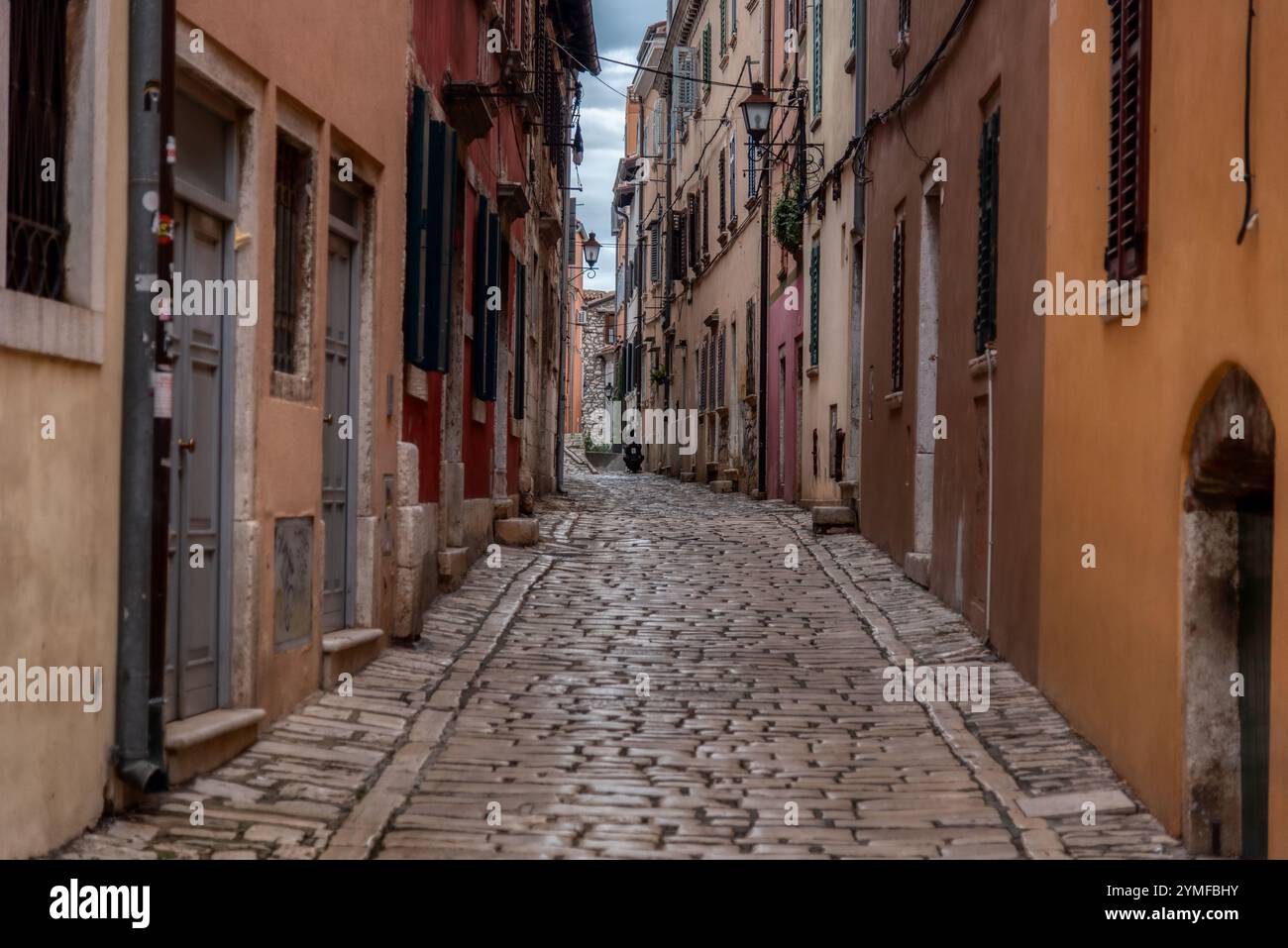 Old historical dreamy streets. Beautiful houses and businesses in a ...