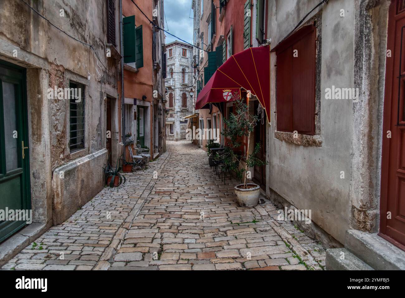 Old historical dreamy streets. Beautiful houses and businesses in a ...