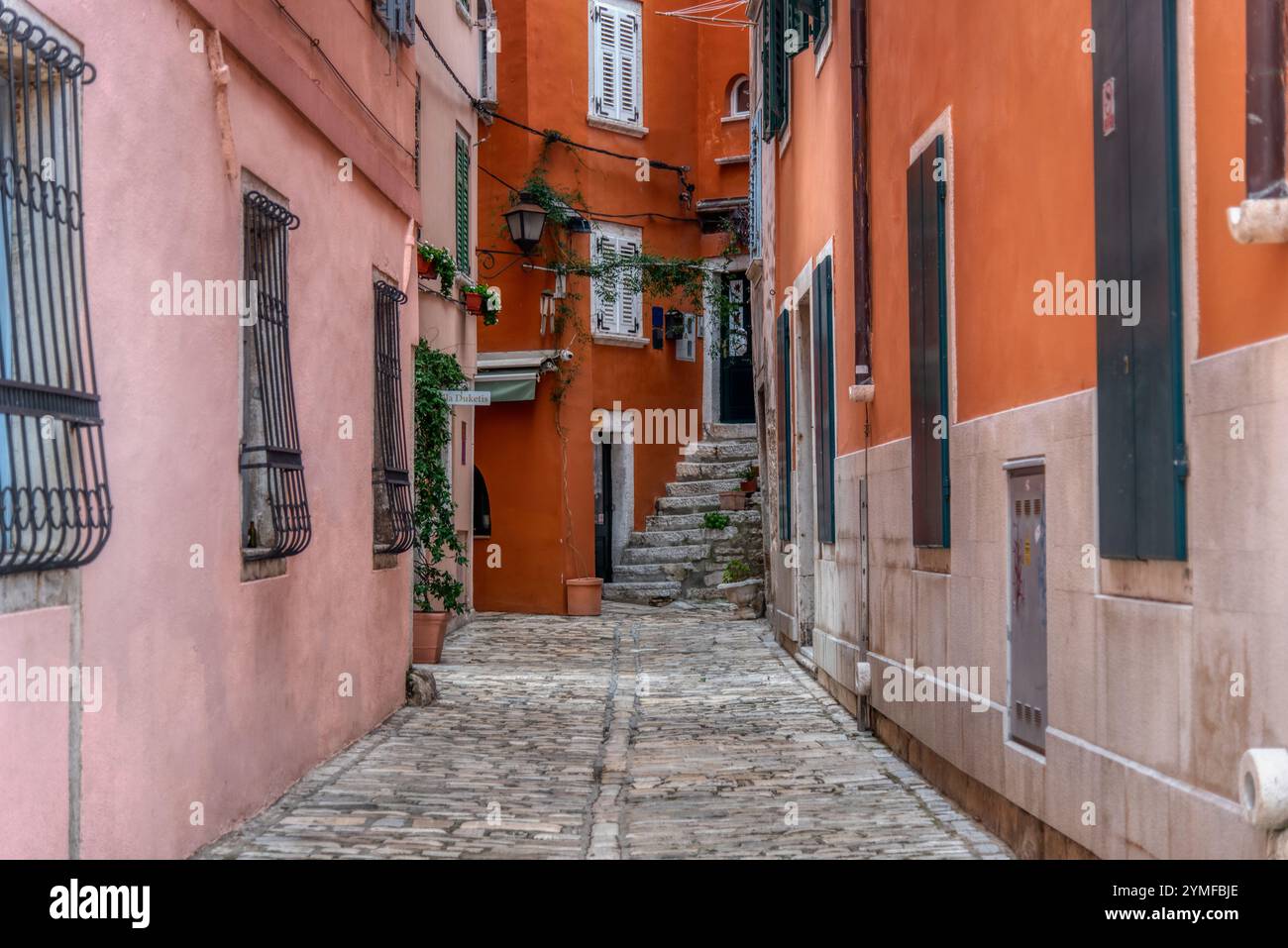 Old historical dreamy streets. Beautiful houses and businesses in a ...