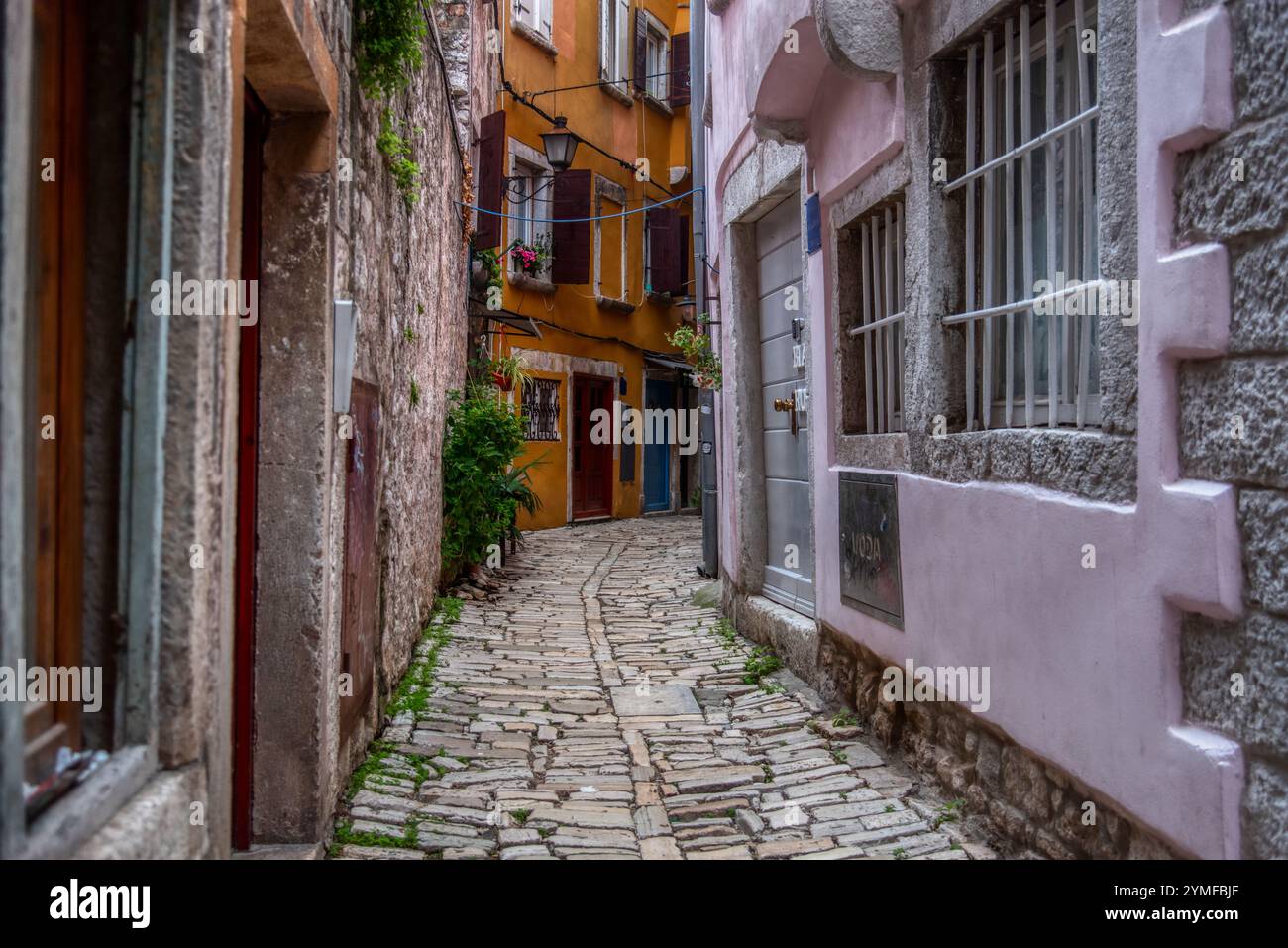 Old historical dreamy streets. Beautiful houses and businesses in a ...
