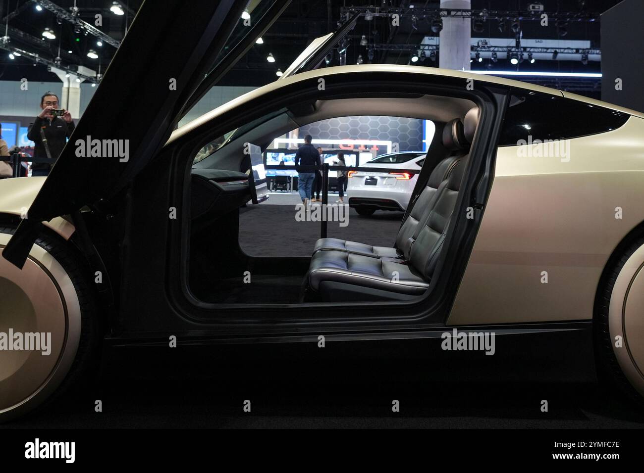 The Tesla Cybercab is displayed at the AutoMobility LA auto show in Los ...