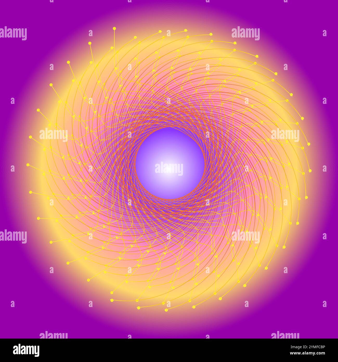 Abstract background with sky blue pink yellow colors and dotted lines pattern overlapping Stock ...