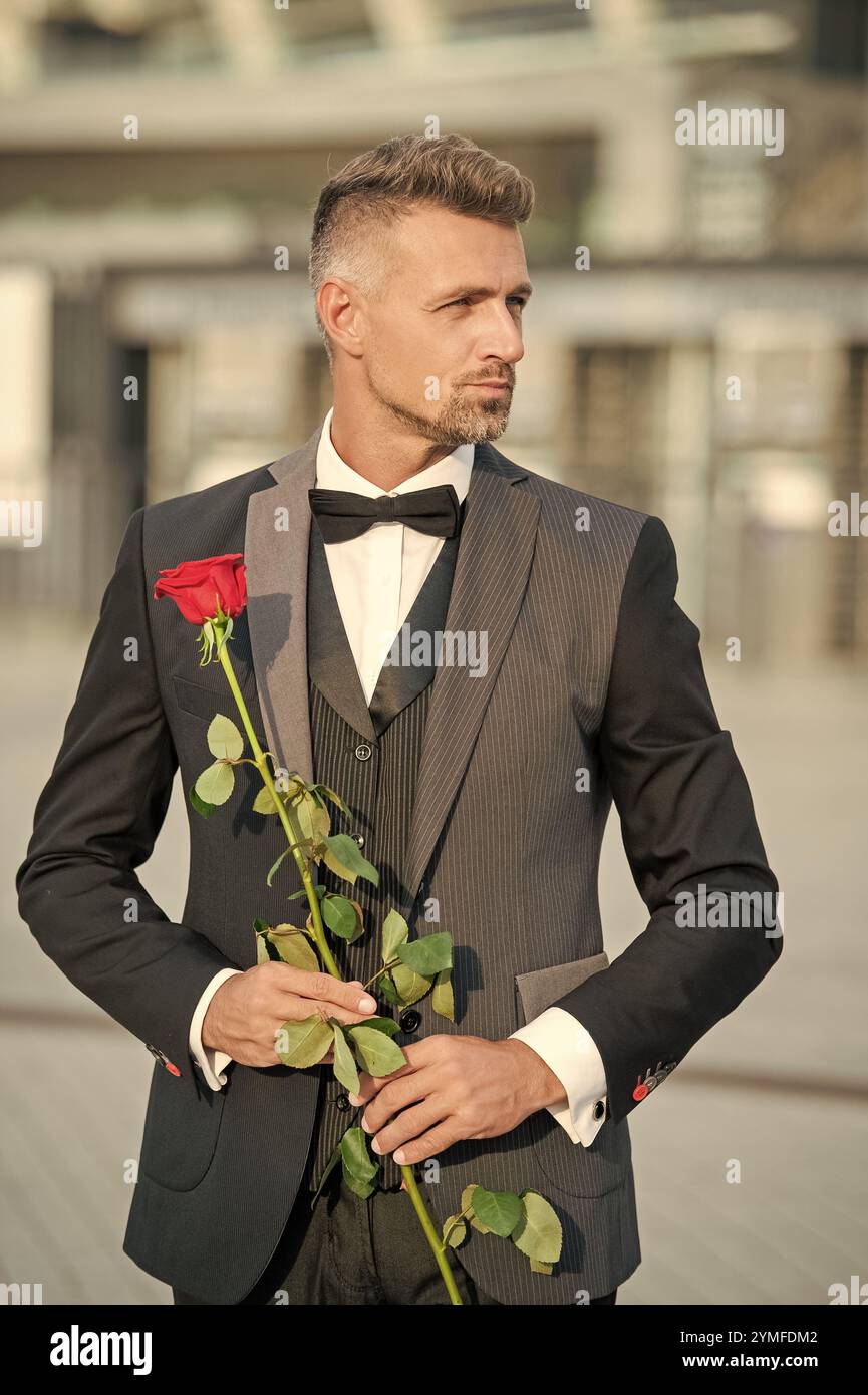 proposal concept. black tuxedo man making a proposal. man before ...