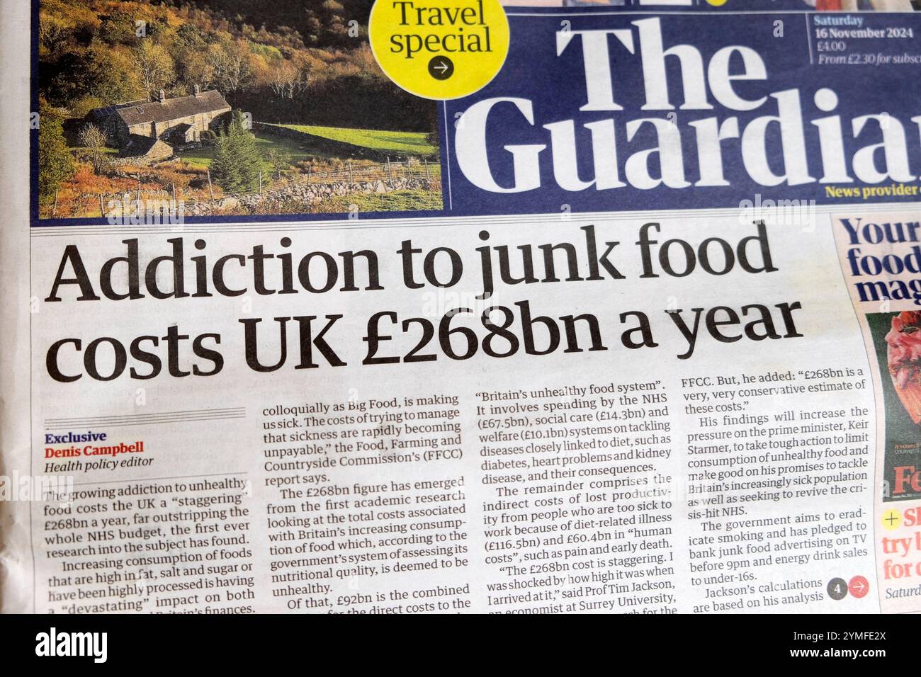 'Addiction to junk food costs UK £268bn a year' Guardian newspaper ...
