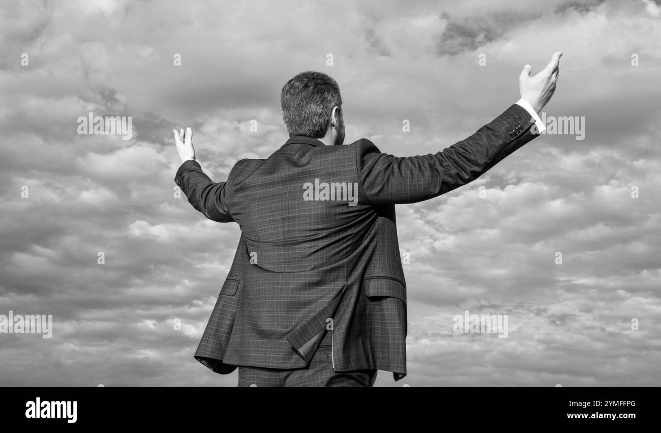 back view photo of successful business man in suit. successful business ...