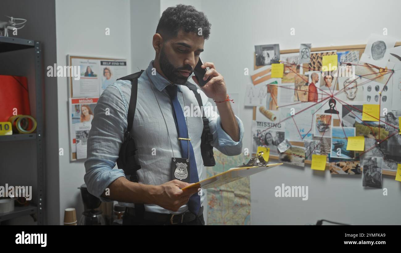 Hispanic detective analyzes documents hi-res stock photography and ...