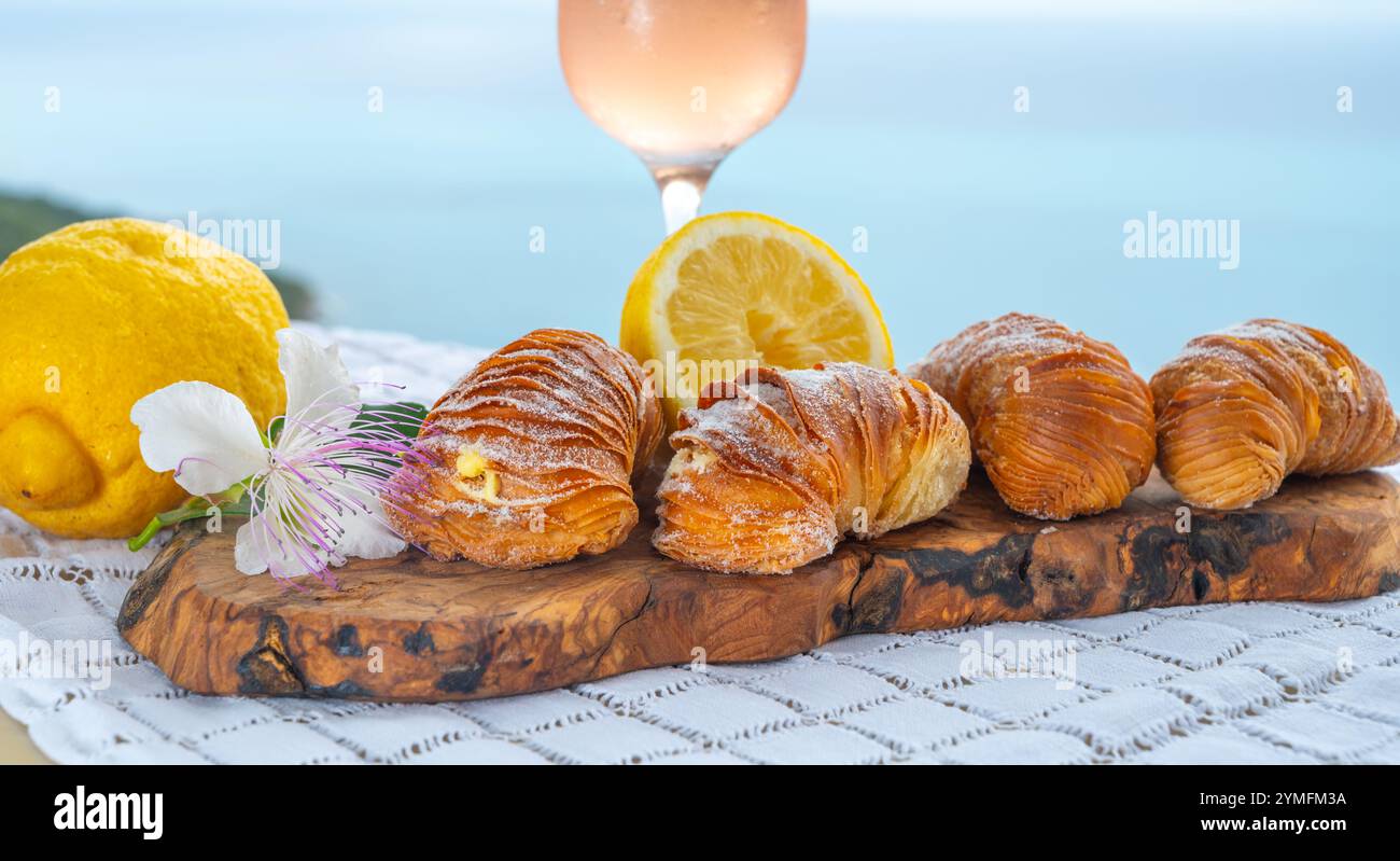 Italian desssert, Naples sfogliatella, shell-shaped layered pastry ...