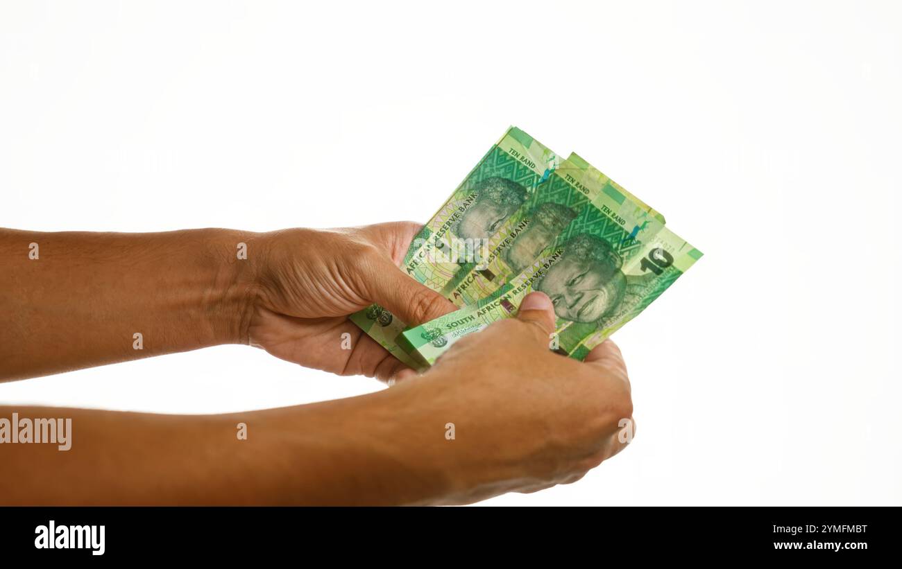 South african banknotes in hand hi-res stock photography and images - Alamy