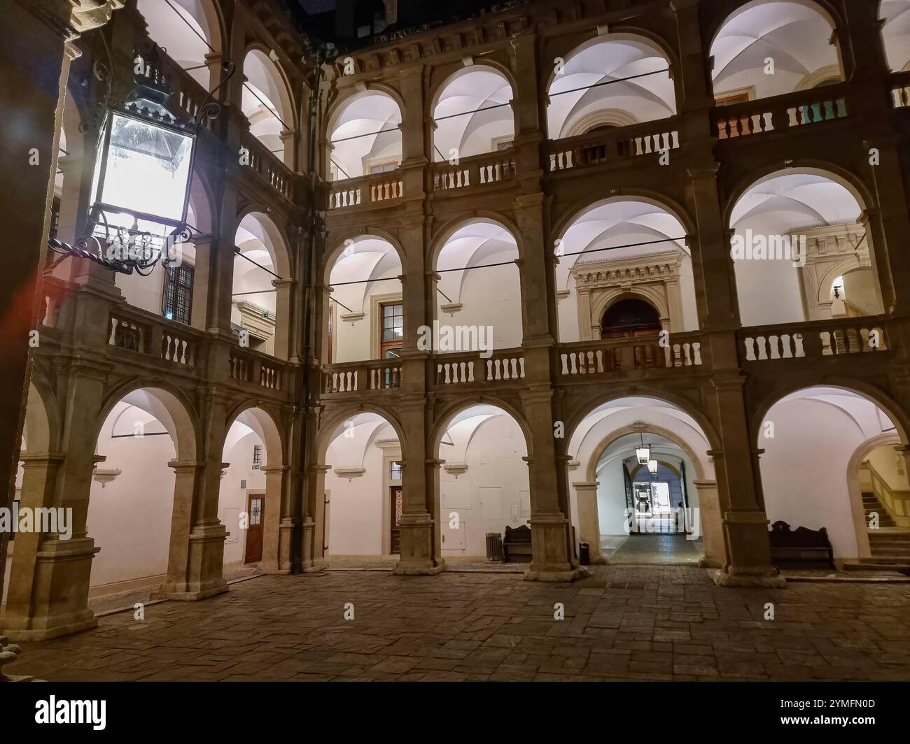 The arcaded inner courtyard of The Styrian Armoury (Landhaus building ...