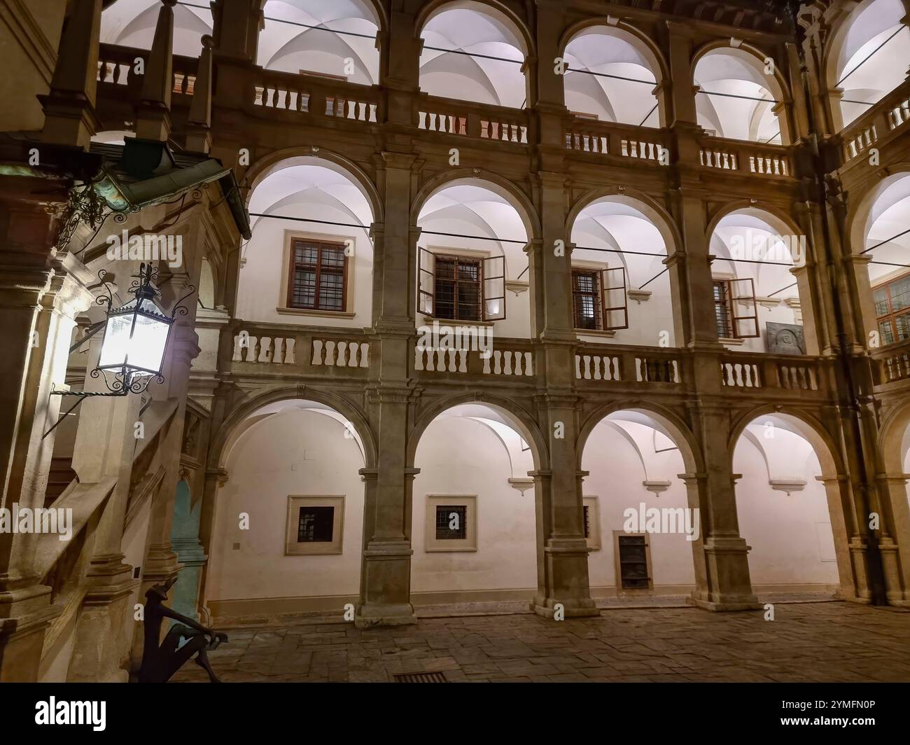 The arcaded inner courtyard of The Styrian Armoury (Landhaus building ...