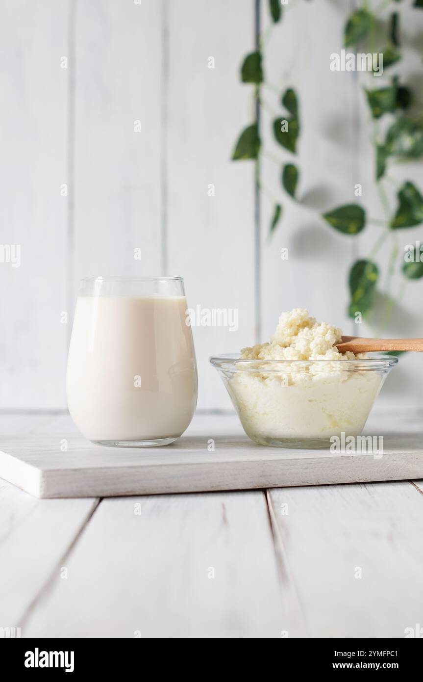 Organic Cow or buffalo colostrum, cooked and uncooked in glass bowl ...