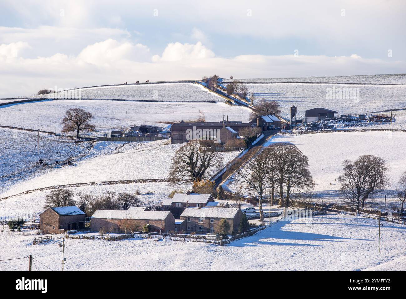 Snow covered Cheshire Peak District winter landscape after a heavy snow ...