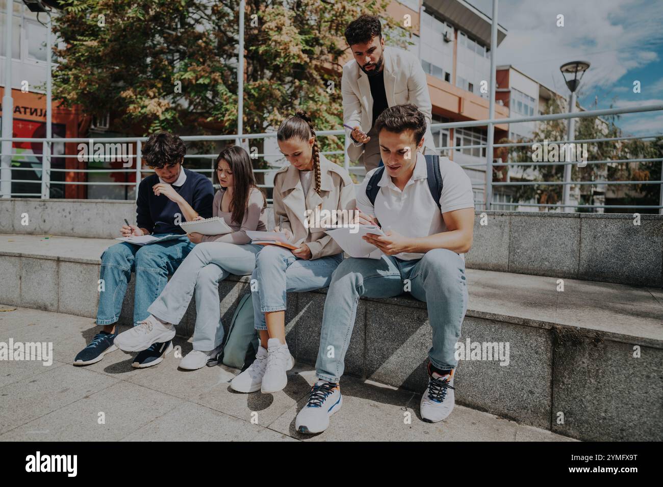 High school students working on writing hi-res stock photography and ...