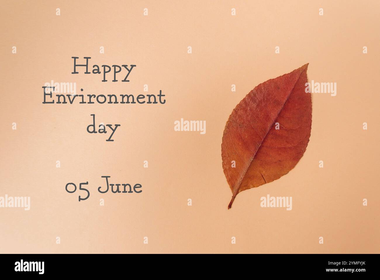Leaf is on a white background with the words Happy Environment Day ...