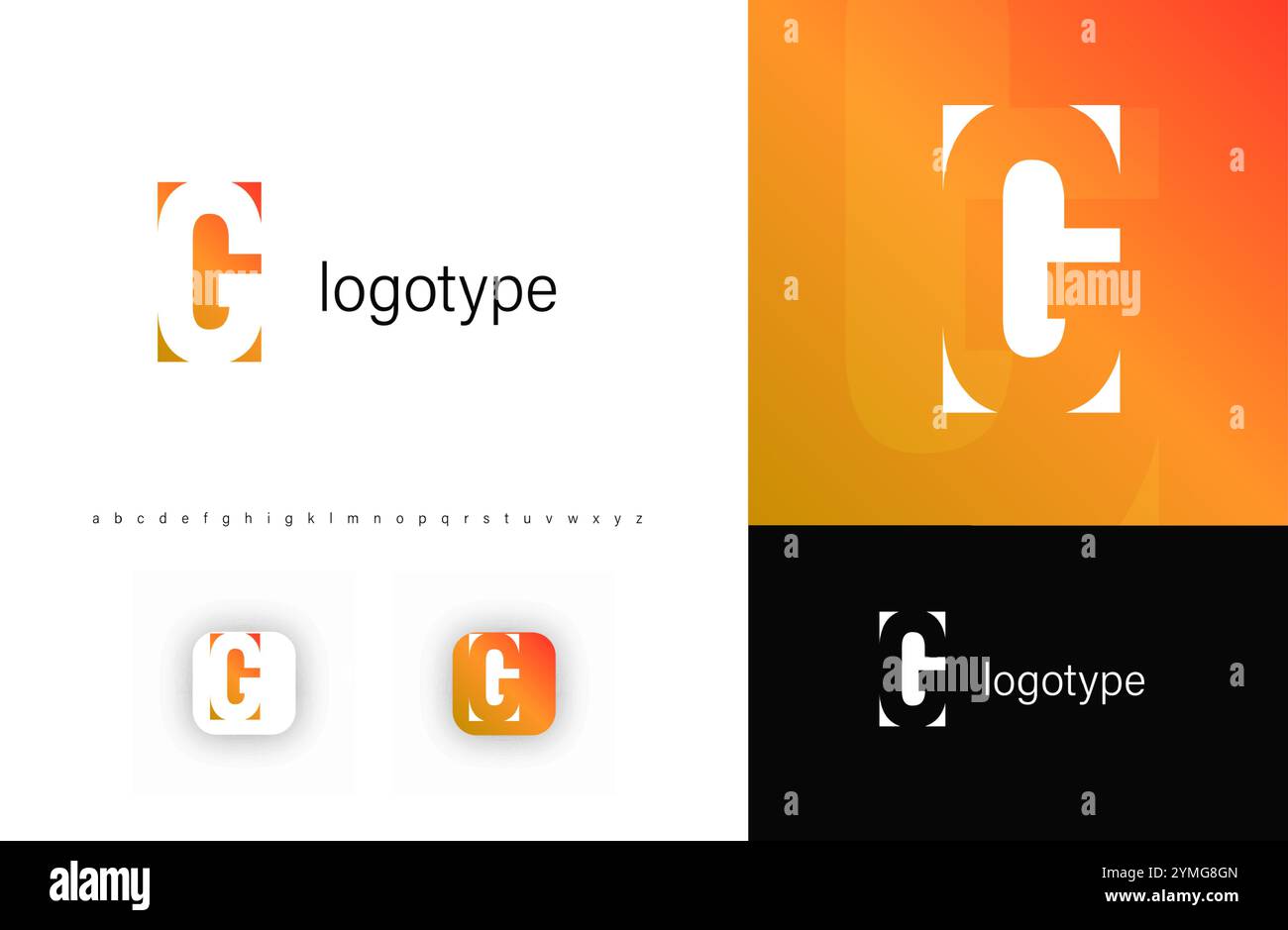 Minimal geometric monogram, negative space letter G, sleek corporate ...