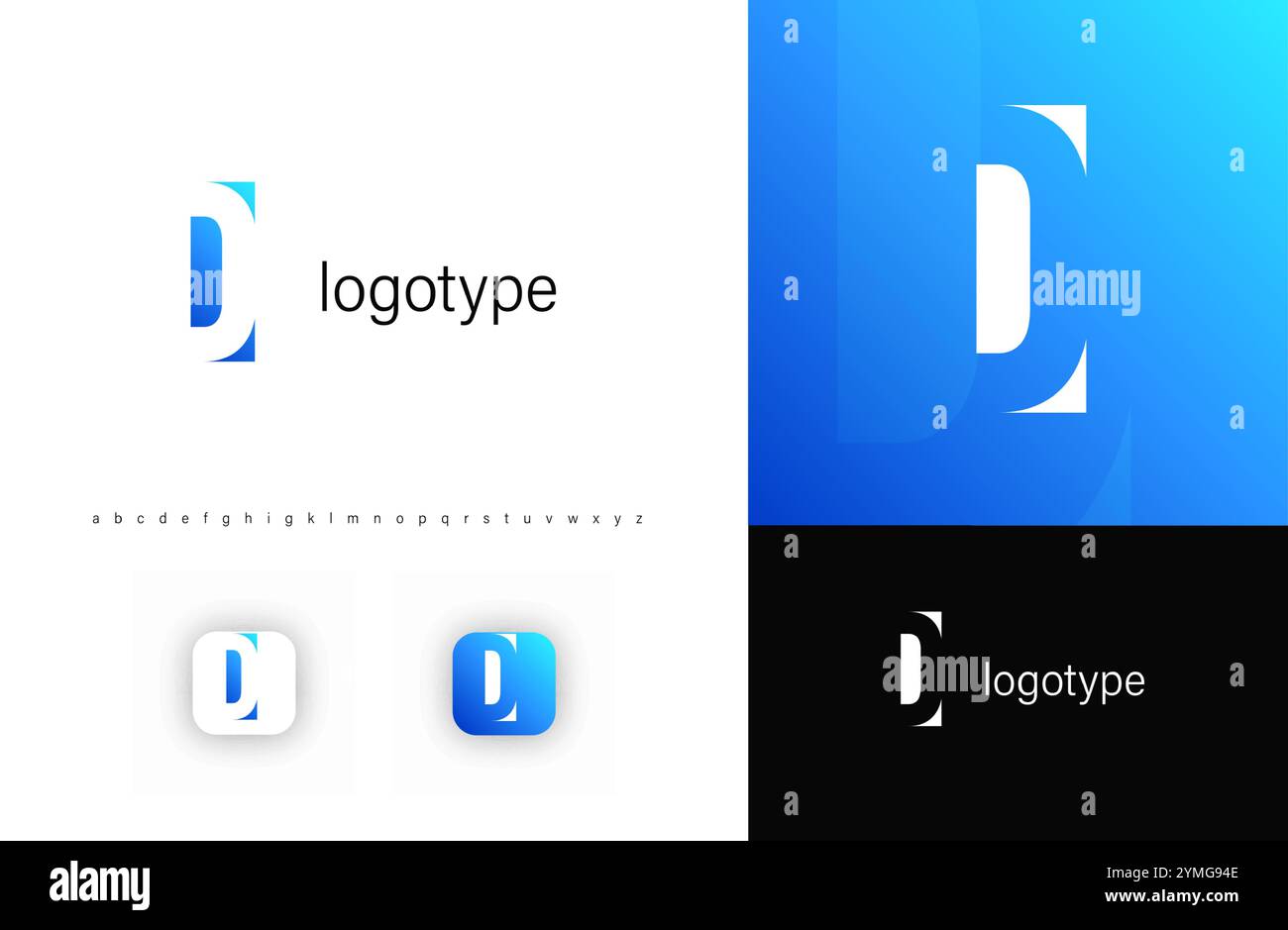 Minimal geometric monogram, negative space letter D, sleek corporate ...