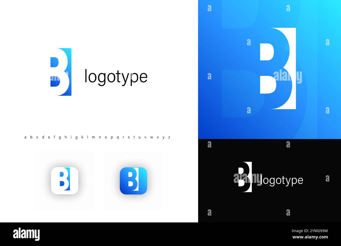 Minimal geometric monogram, negative space letter B, sleek corporate logo, edgy modern ...