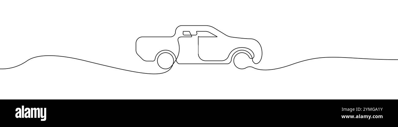 One line Pickup icon vector background. Car icon. Continuous outline of ...