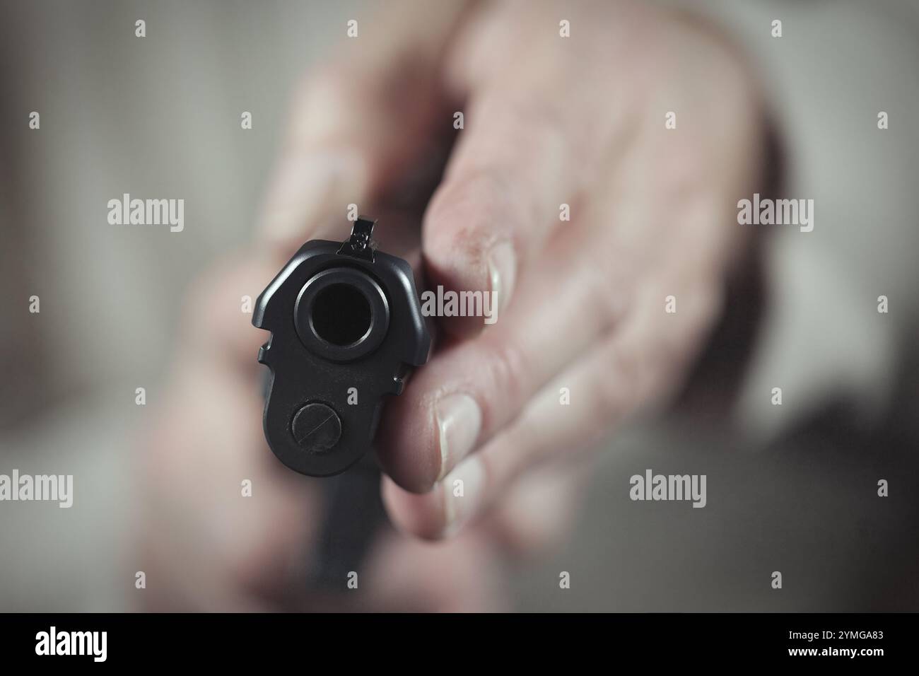 Man take care of semi automatic pistol handgun at home Stock Photo - Alamy