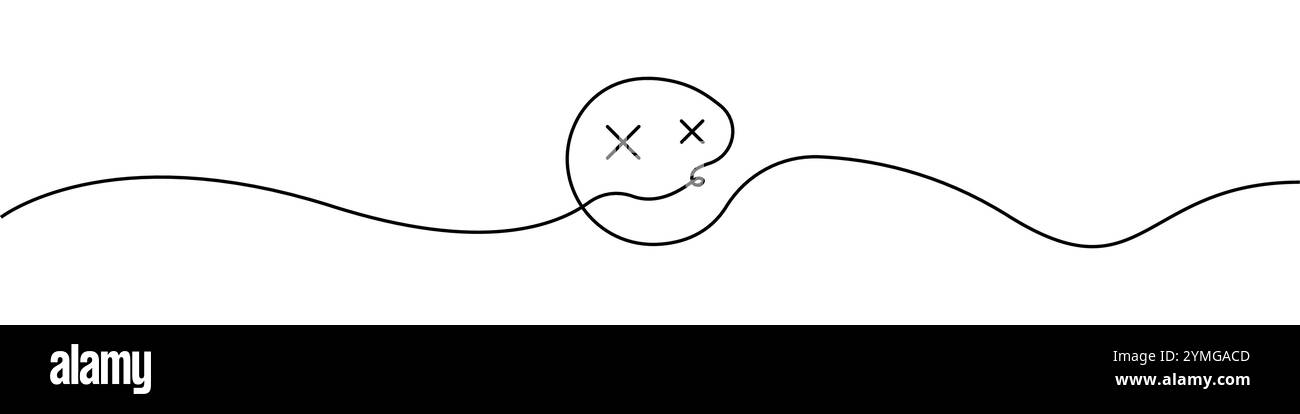 One line Dead smile icon vector background. Smile emoji icon ...
