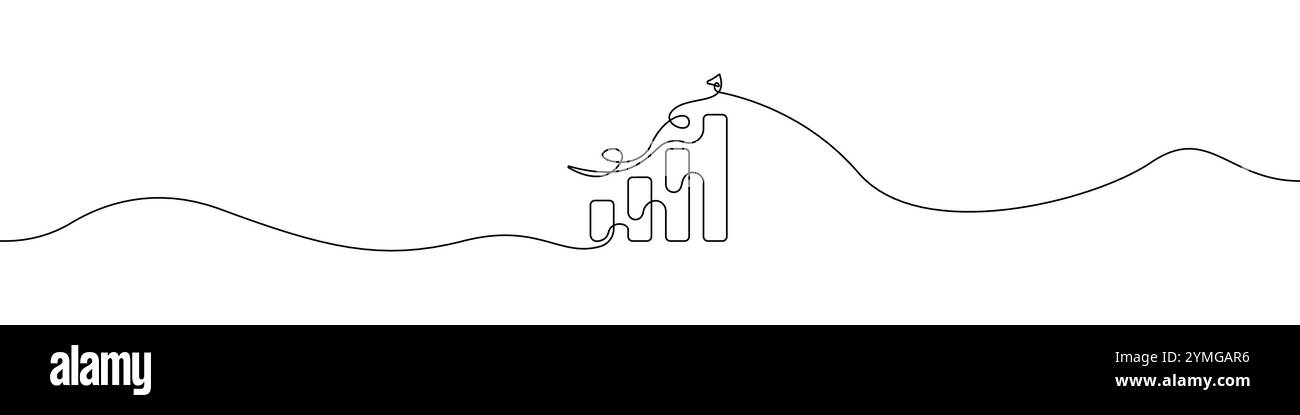 One line Finance schedule icon vector background. Graph with a growing ...