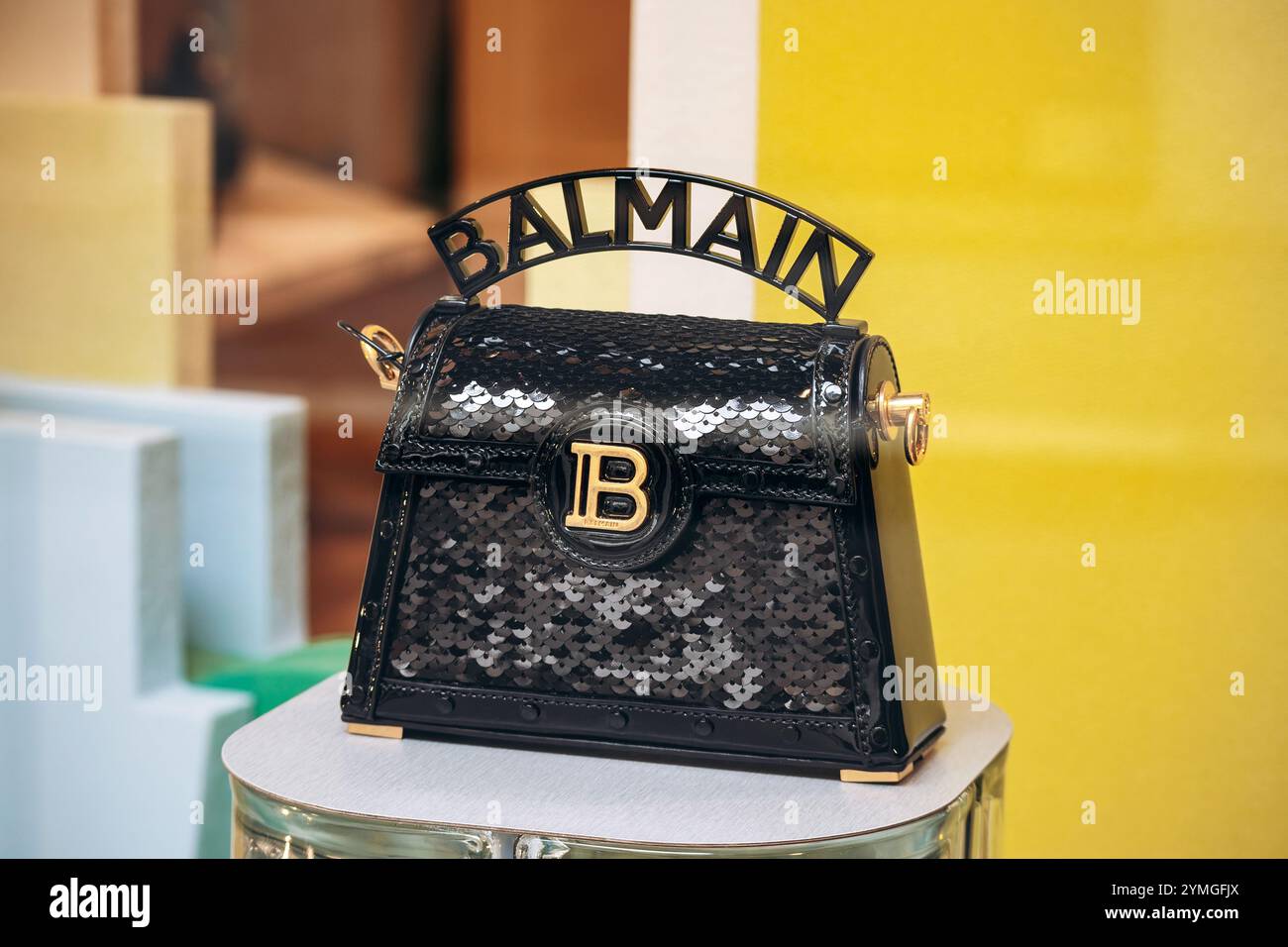 Milan, Italy - August 20, 2024: Balmain bag in a shop window at Via ...