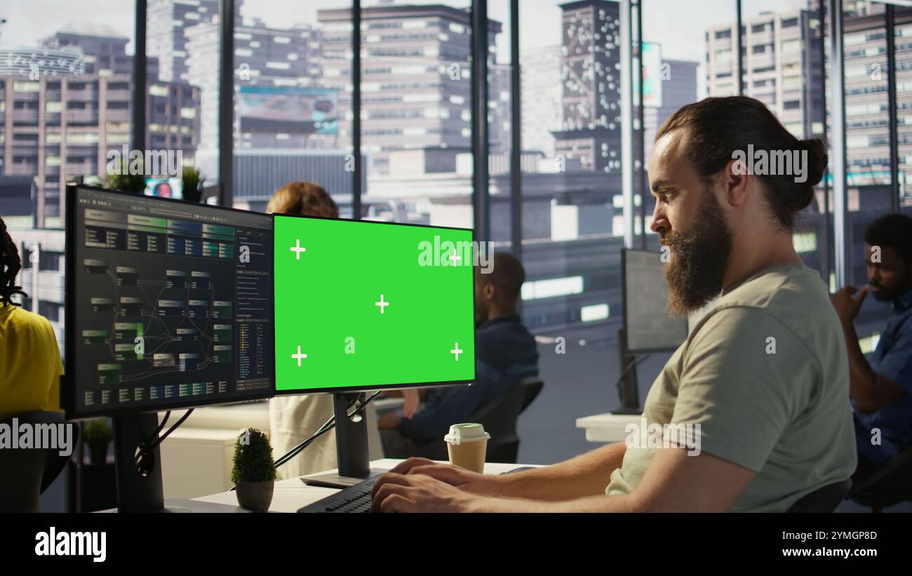 Workspace computer green monitor zoom hi-res stock photography and ...