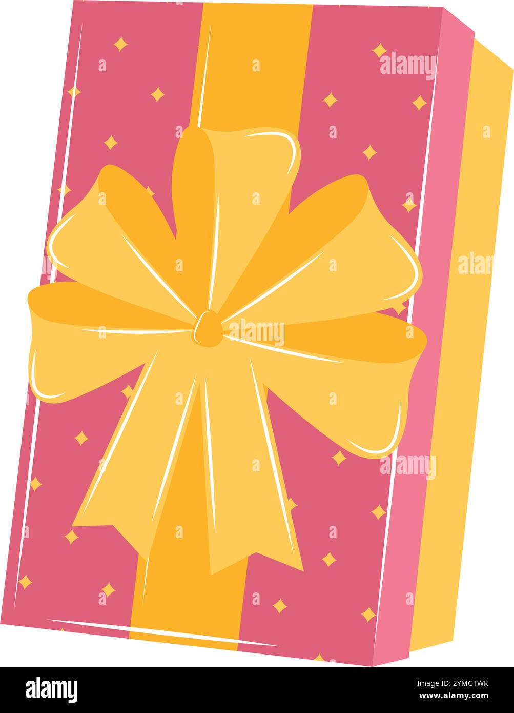 Pink and yellow gift box with large yellow bow, Vector Stock Vector ...