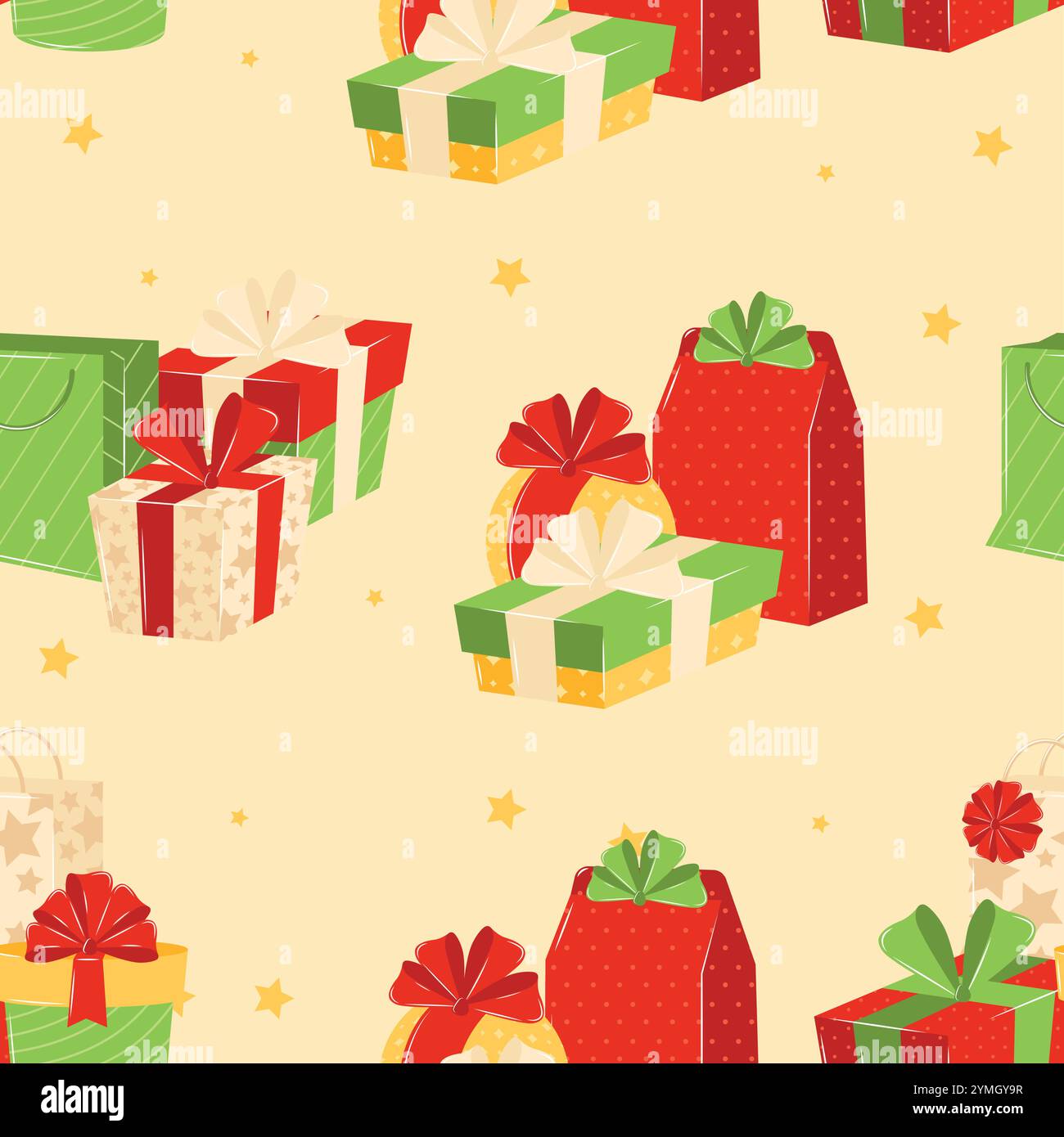 Gift boxes and bags pattern background, Vector Stock Vector Image & Art ...