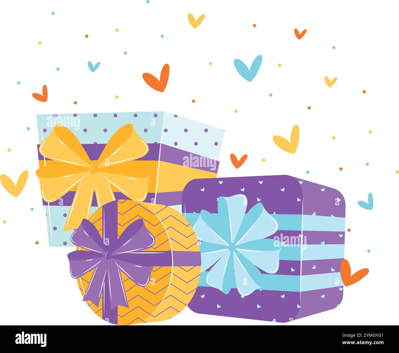 Colorful gift boxes hearts Stock Vector Images - Alamy