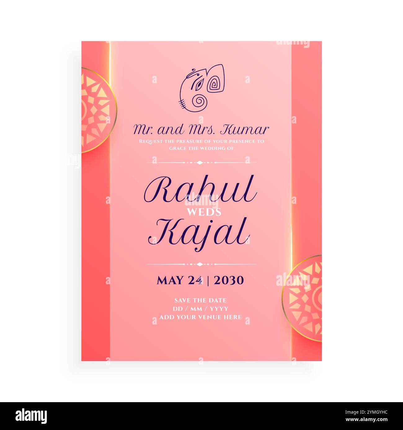 stunning indian wedding invitation card flyer with shiny effect vector ...