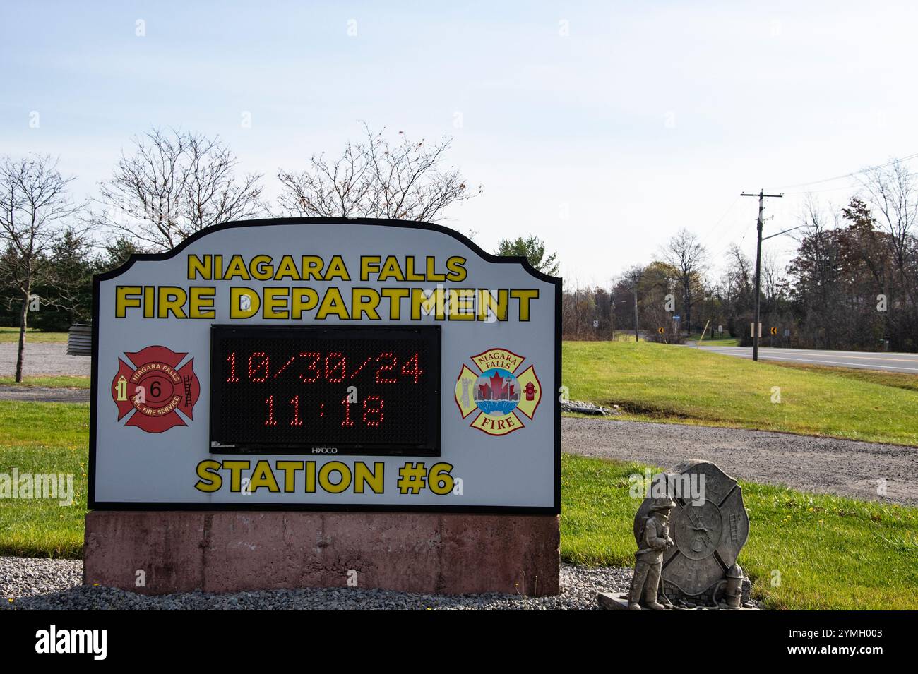 Fire department station 6 sign on Schisler Road in Niagara Falls ...
