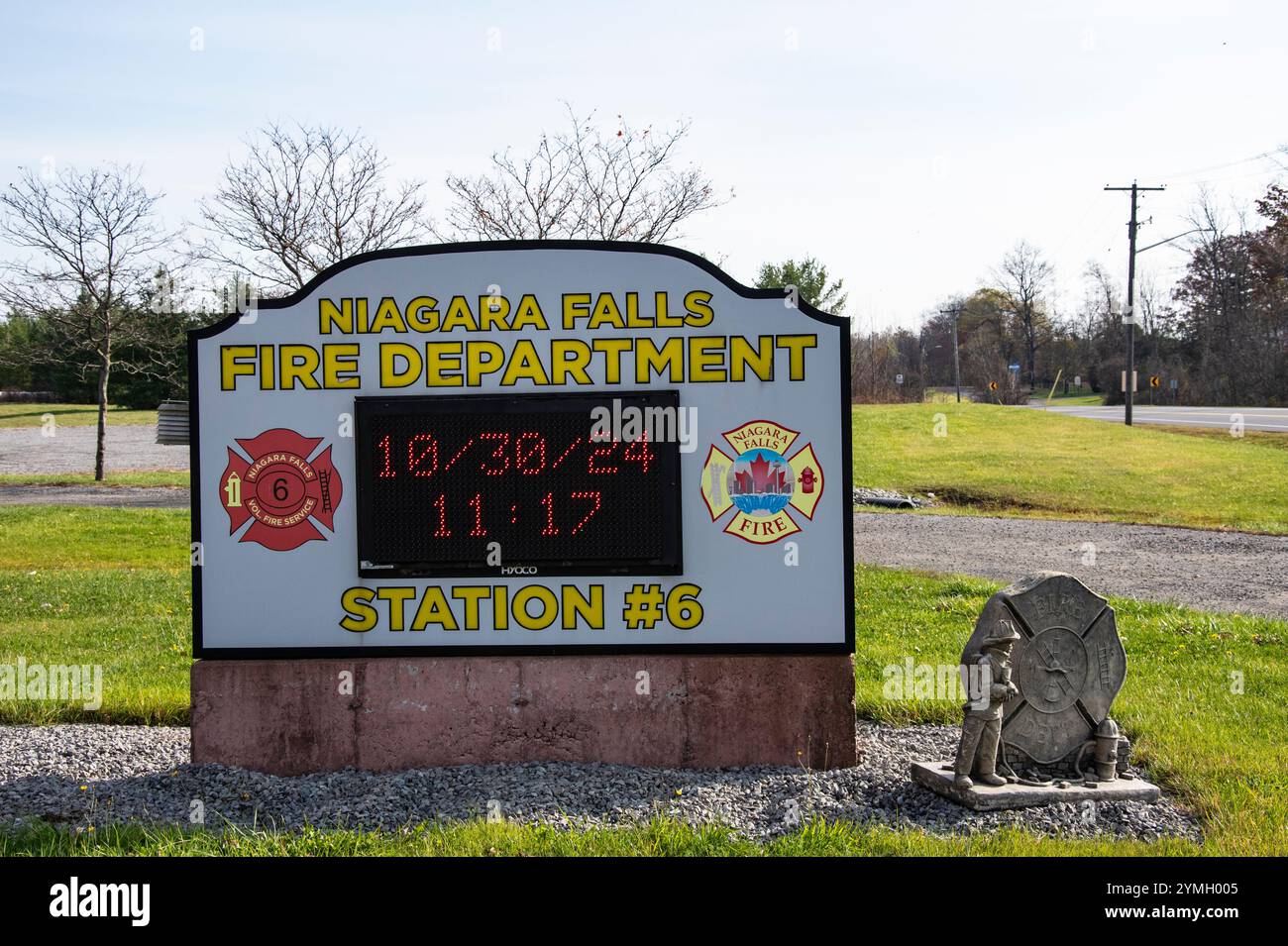 Fire department station 6 sign on Schisler Road in Niagara Falls ...