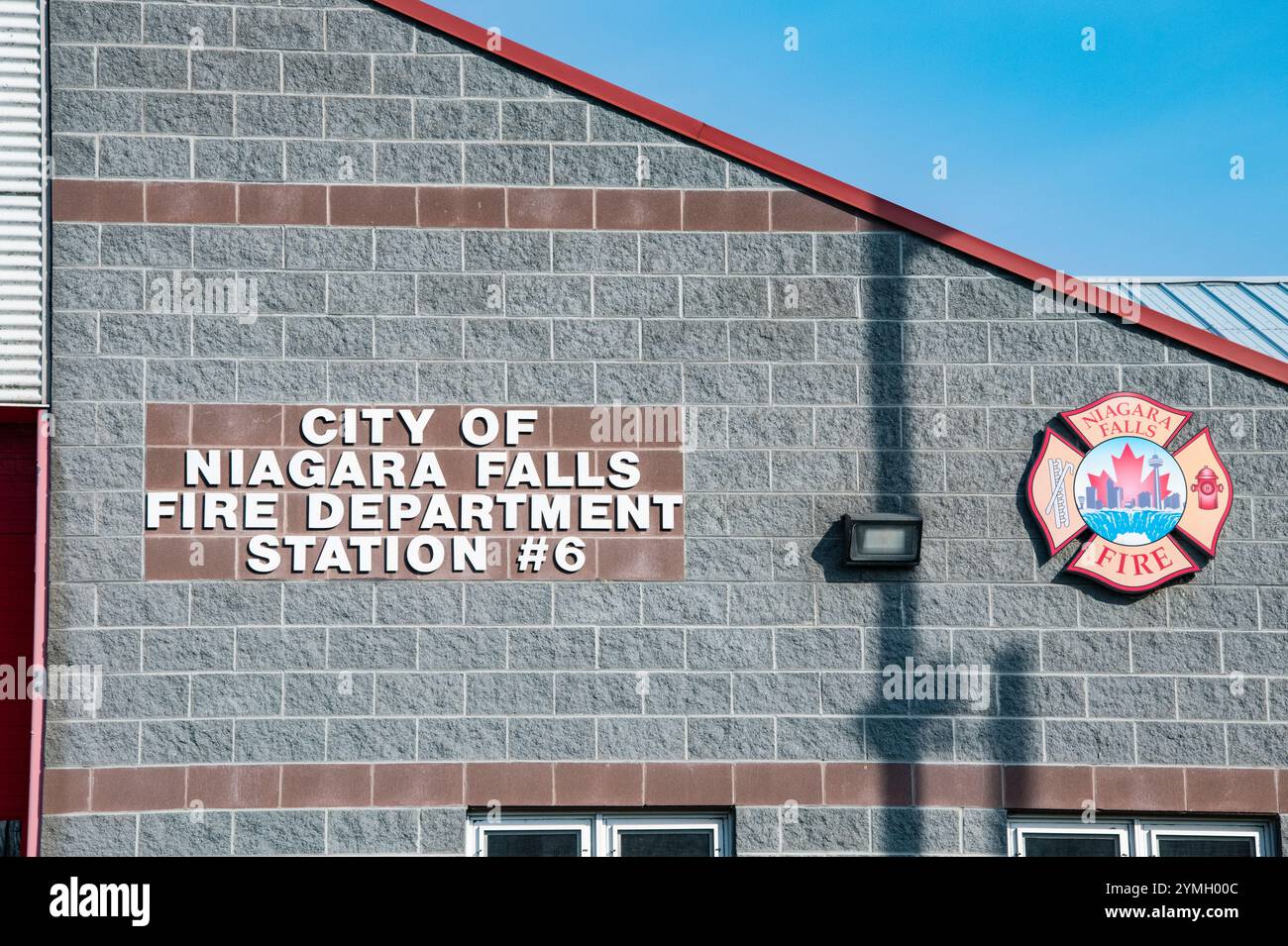 Fire department station 6 sign on the building on Schisler Road in ...