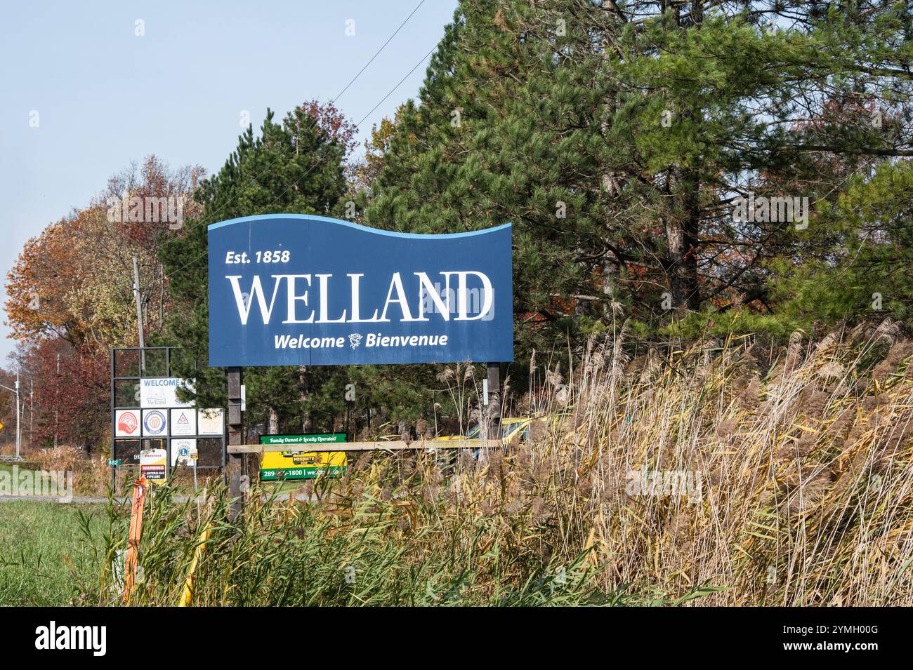 Welcome to Welland sign on East Main Street in Ontario, Canada Stock ...