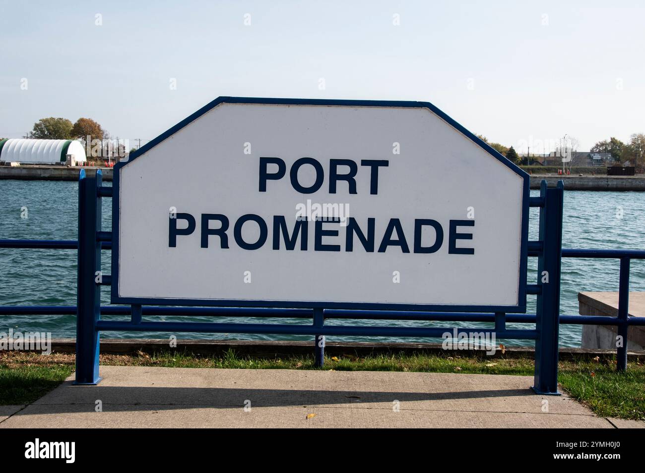 Port Promenade park sign at Port Promenade on West Street in Port ...