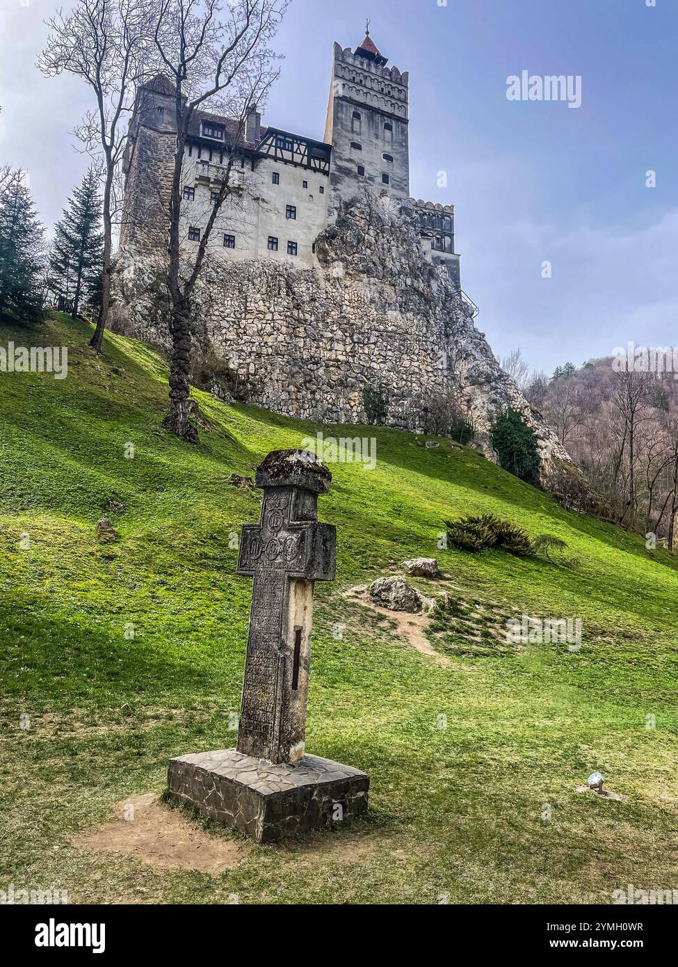 Girl reading Dracula at Bran Castle, Transylvania, Romania Stock Photo ...