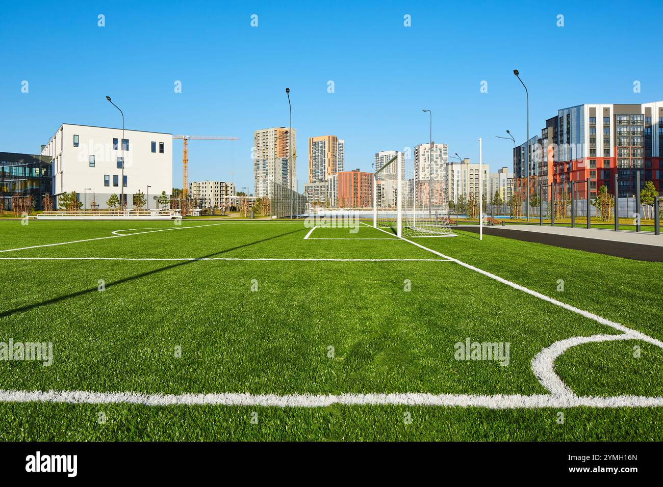 Football field and running track. sport yard. artificial small football ...
