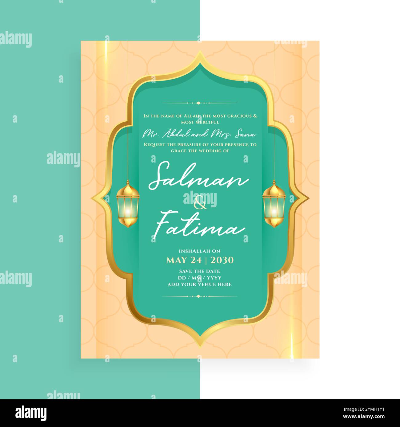 decorative islamic wedding event card template design vector Stock ...