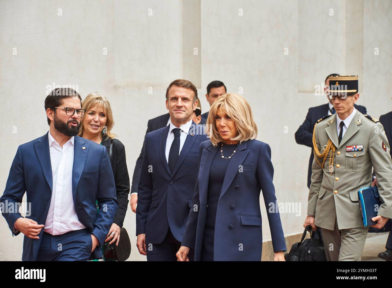 Santiago, Rm, Chile. 20th Nov, 2024. The President of France, Emmanuel ...