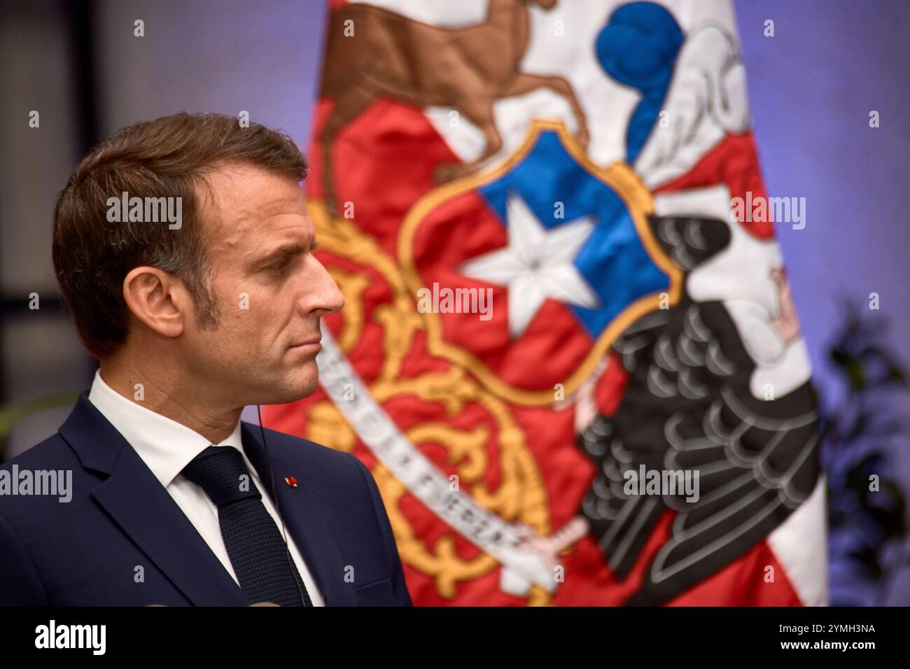 Santiago, Rm, Chile. 20th Nov, 2024. The President of France, Emmanuel ...