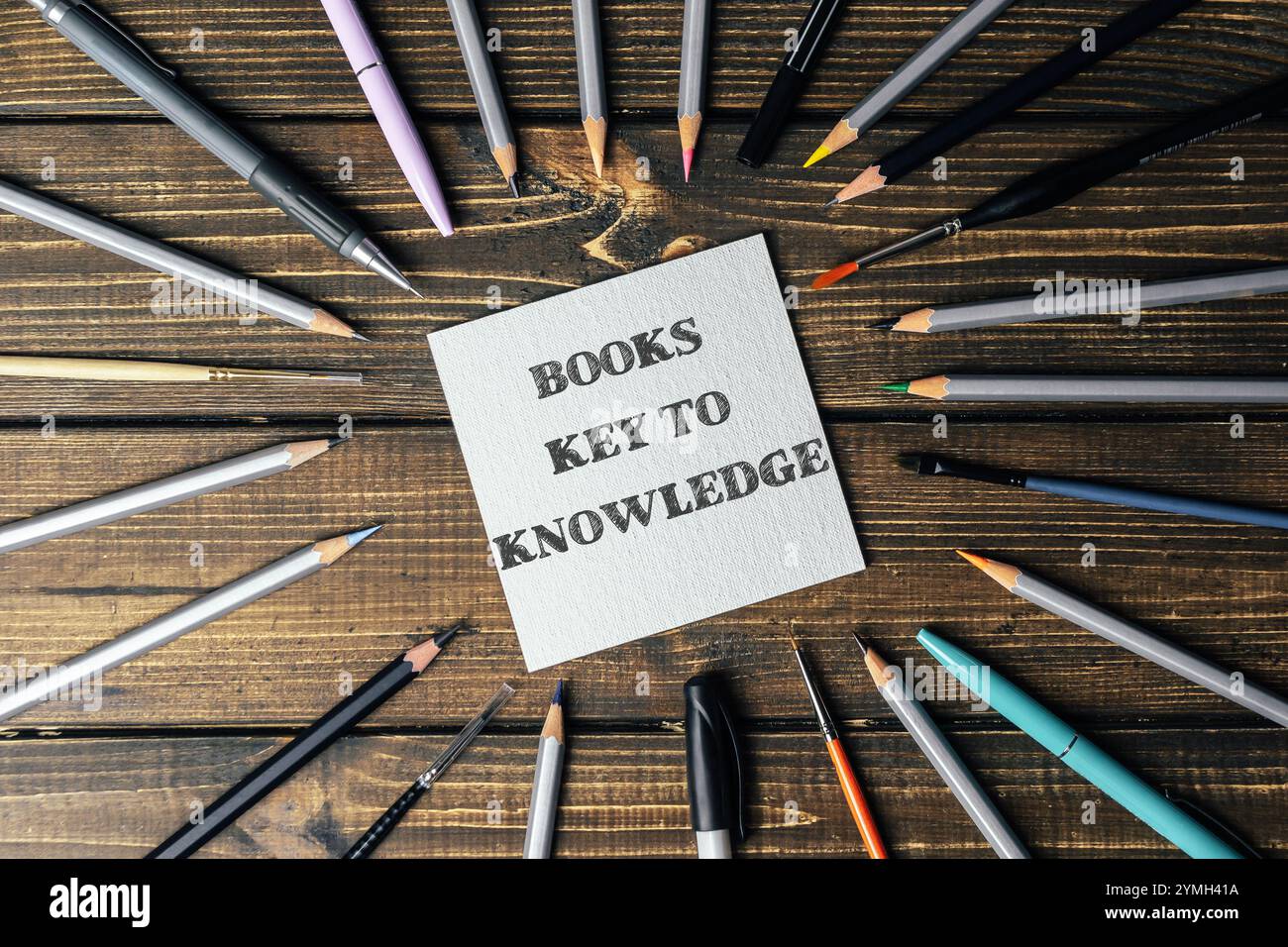 A collection of writing implements, including pens and pencils, are ...