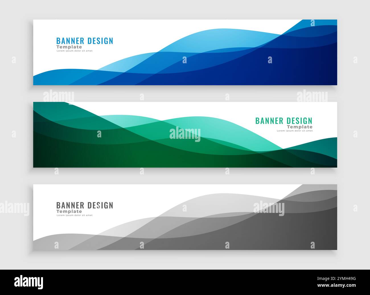 fluid style horizontal website backdrop banner template in set vector ...